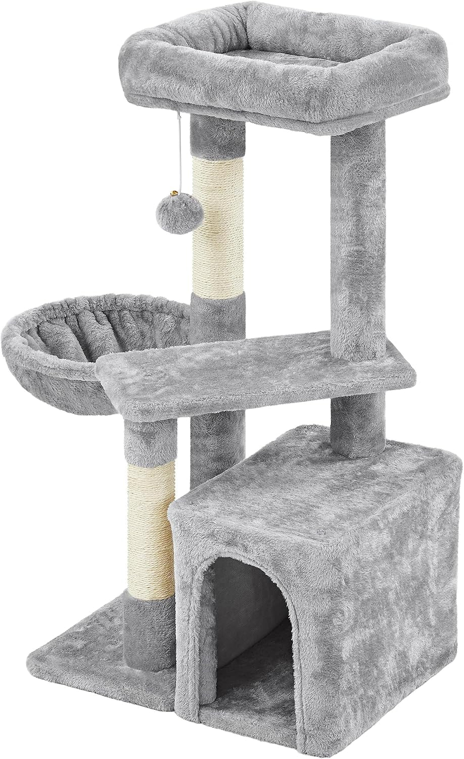 Cat Tree 34In Cat Tower Plush Cover with Condo, Platform & Basket for ...